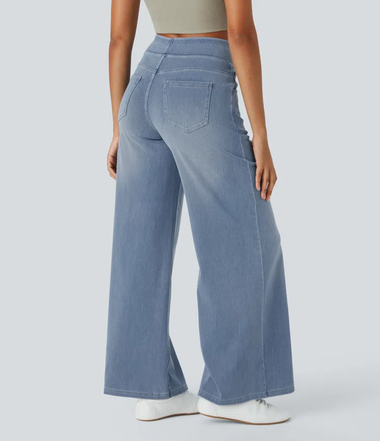 Super Stretch High-Waisted Wide Leg Jeans – sususummer.com