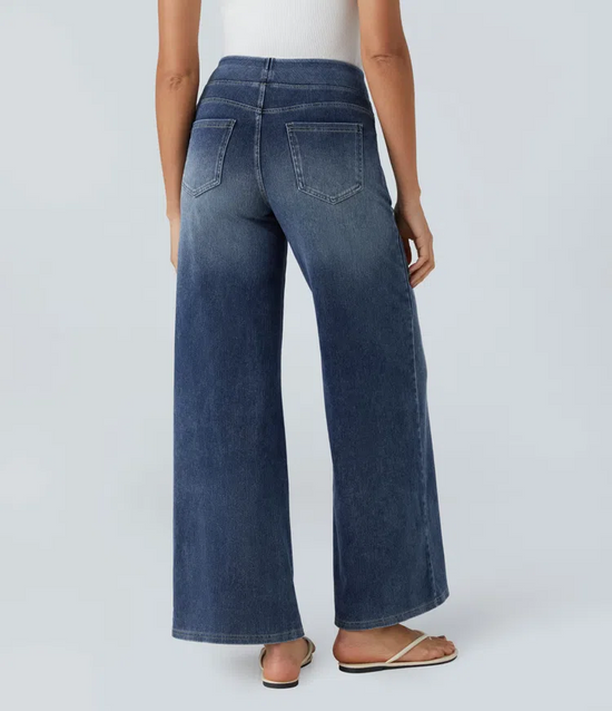 Super Stretch High-Waisted Wide Leg Jeans – sususummer.com