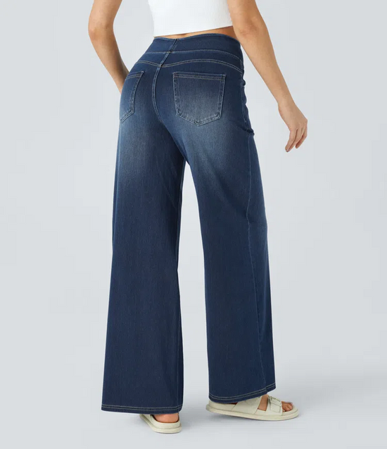 Super Stretch High-Waisted Wide Leg Jeans – sususummer.com
