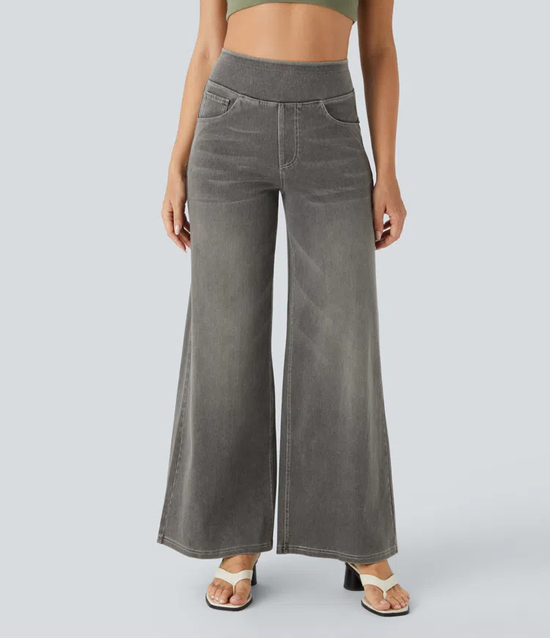 Super Stretch High-Waisted Wide Leg Jeans – sususummer.com