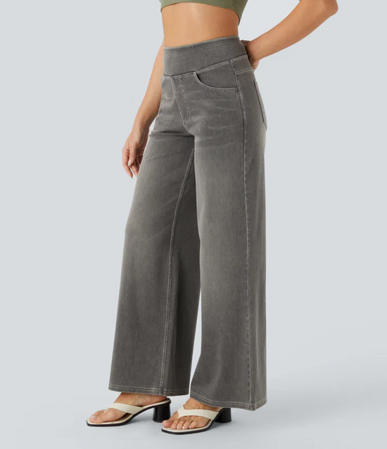 Super Stretch High-Waisted Wide Leg Jeans – sususummer.com