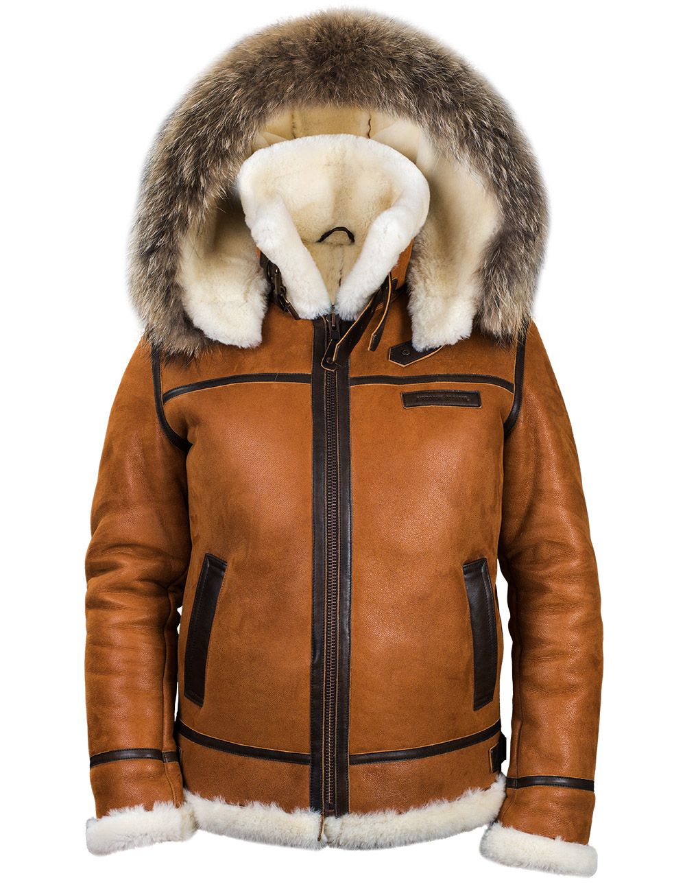 BOMBER B-3 SHEEPSKIN JACKET HOODED WHISKEY[FREE SHIPPING TODAY ...