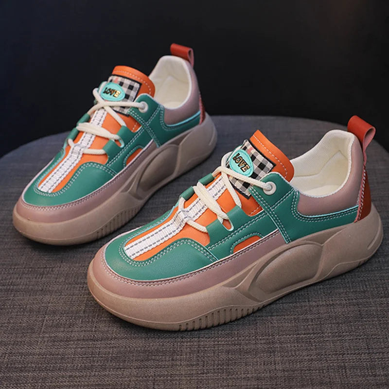 Women's Colorblock Thick Sole Walking Shoes (with correction function ...