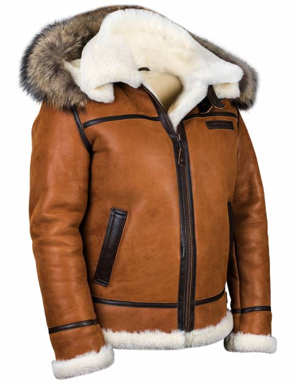 BOMBER B-3 SHEEPSKIN JACKET HOODED WHISKEY[FREE SHIPPING TODAY ...